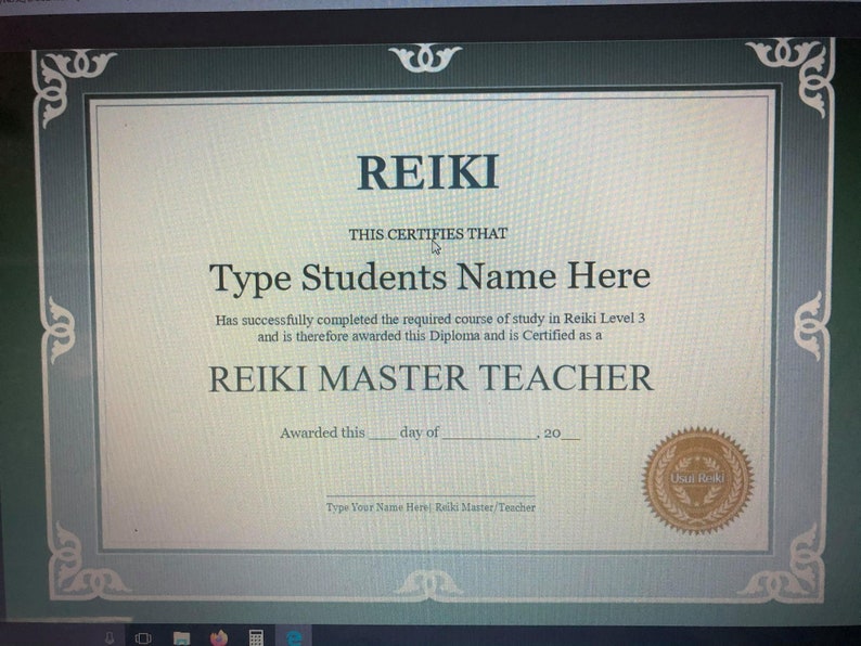 40 Reiki Certificate Templates Printable - Etsy