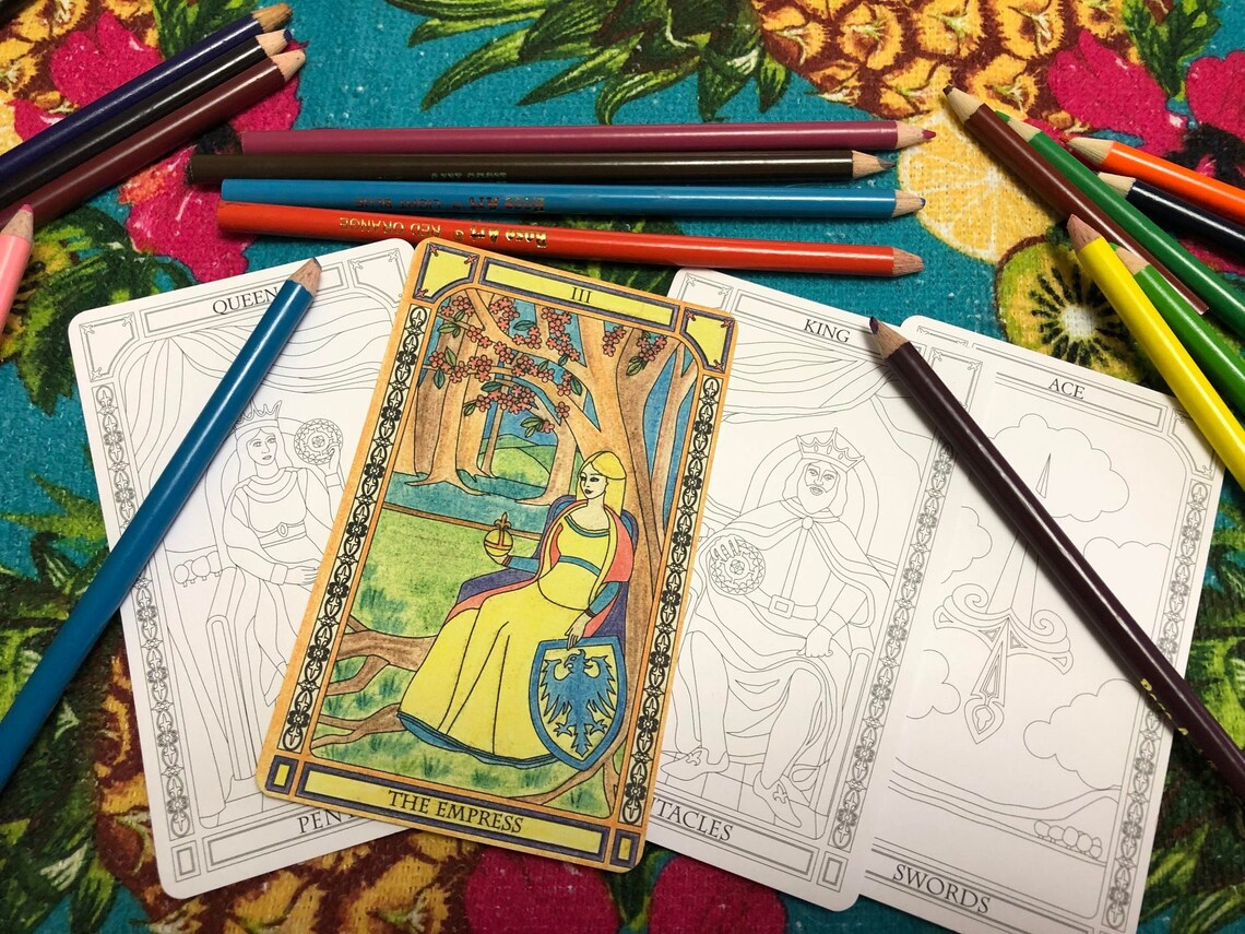 Color Your Own Tarot Cards PDF Tarot Coloring Printable - Etsy