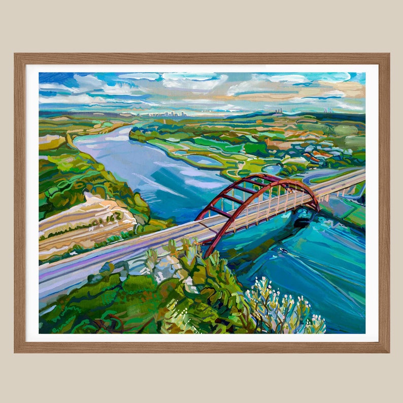Pennybacker Bridge Austin Art Print, Texas Landscape Painting - Etsy