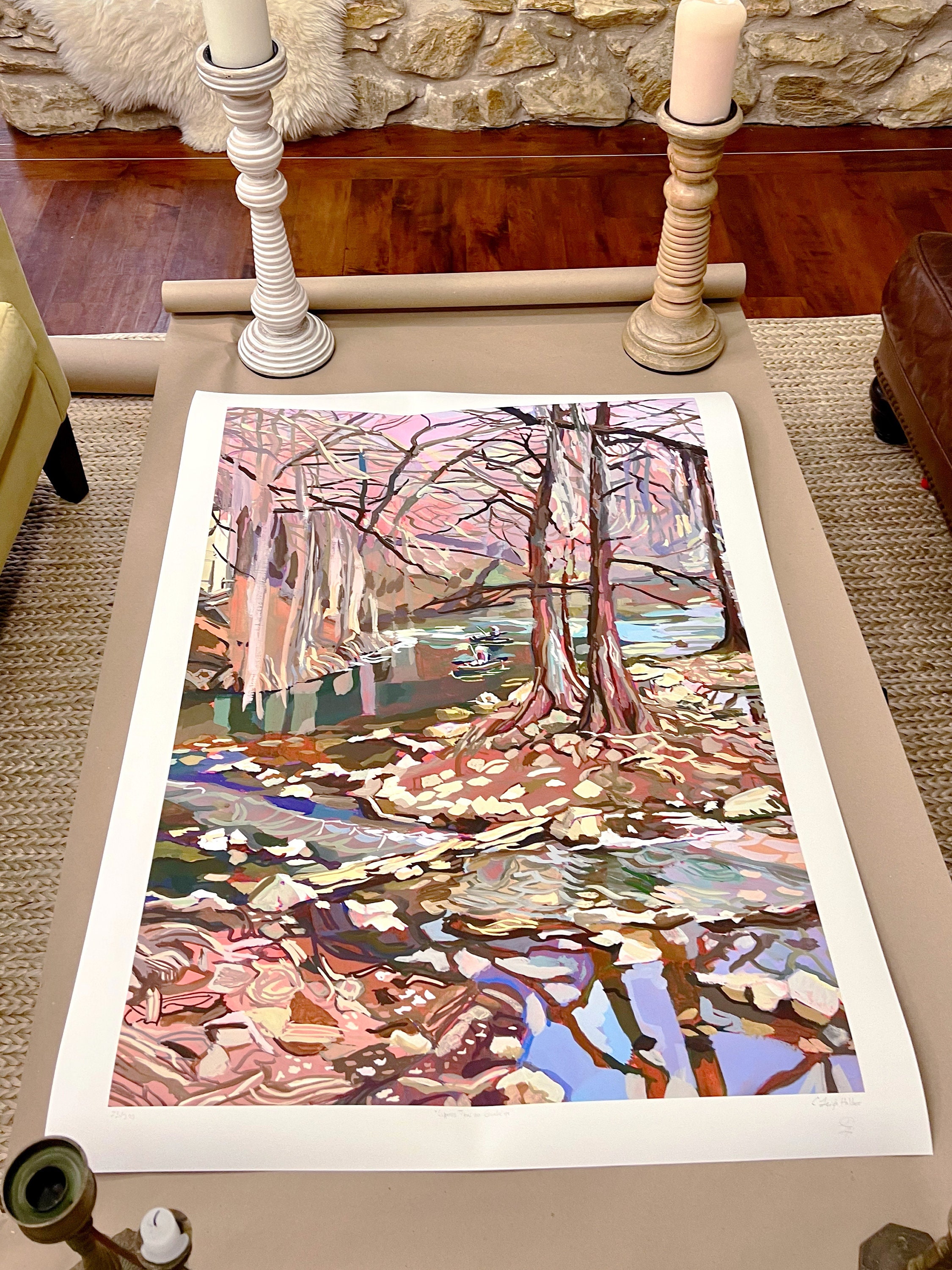 Large Texas River Art Print, Guadalupe River Print of Gouache Painting ...