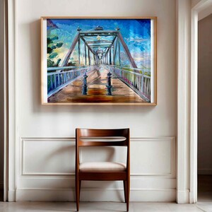 Faust Bridge Painting, Hand Signed Art Print of Historic New Braunfels ...