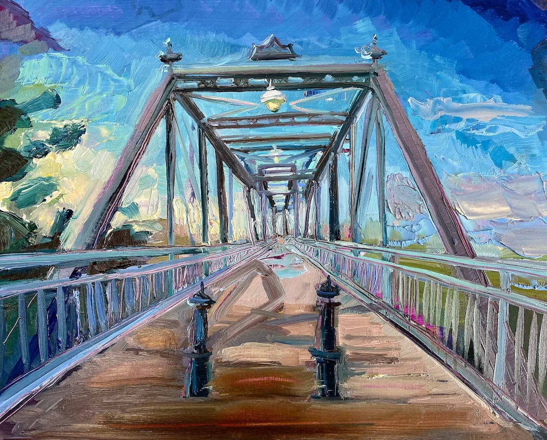Faust Bridge Painting, Hand Signed Art Print of Historic New Braunfels ...