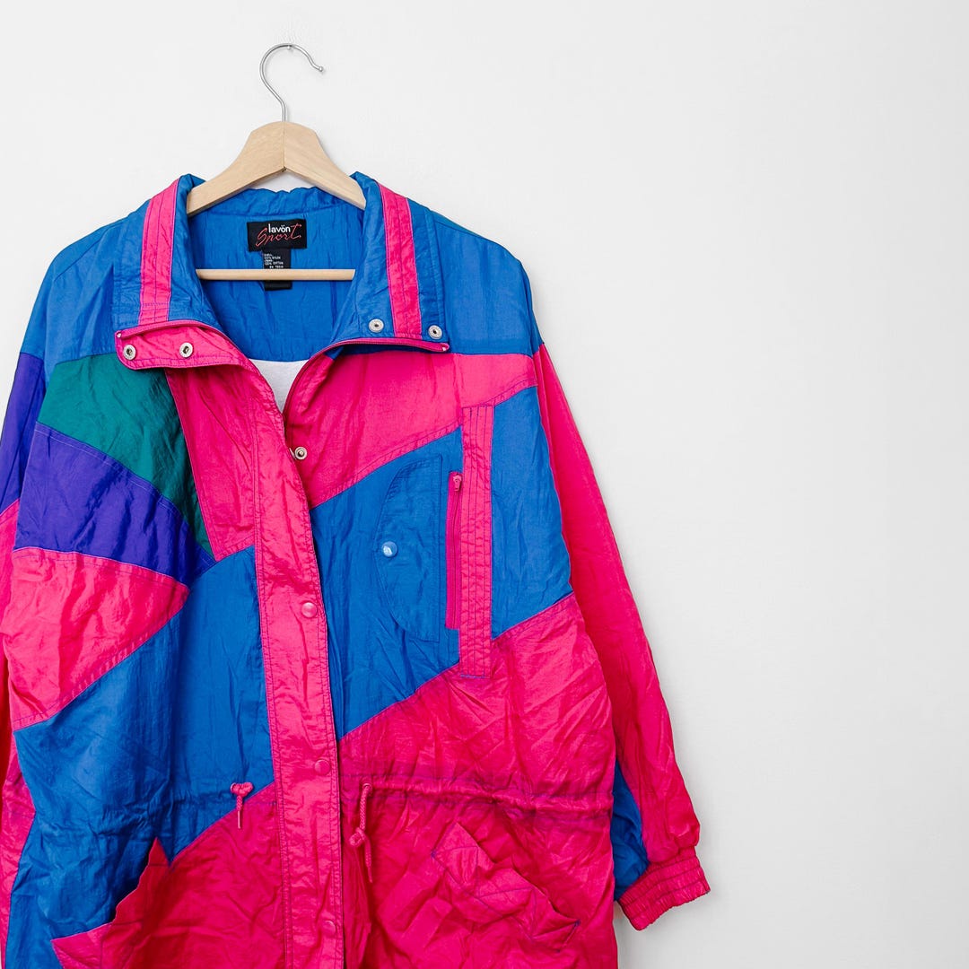 80s Vintage Color Block Windbreaker Jacket - Etsy