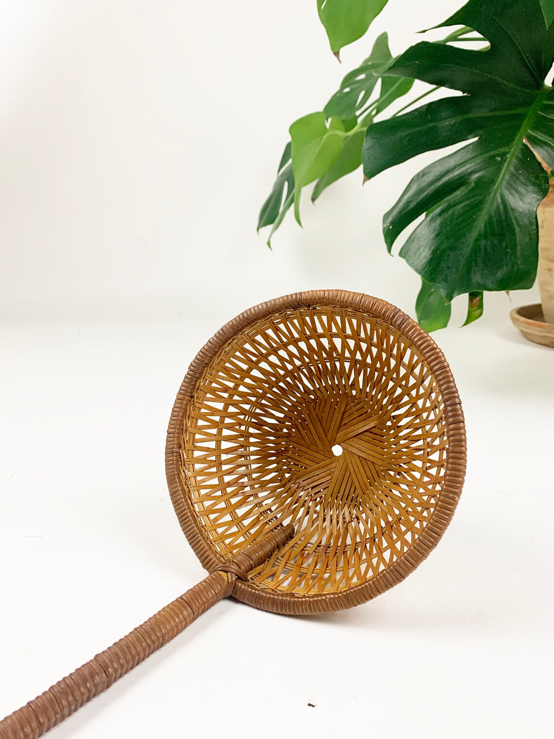 Vintage Woven Wicker Basket Spoon Boho Decor Ratten Spoon - Etsy