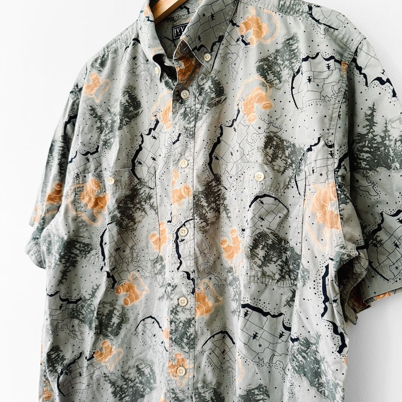 Vintage Ivy Crew Explorer USA Map Button Down Shirt - Etsy