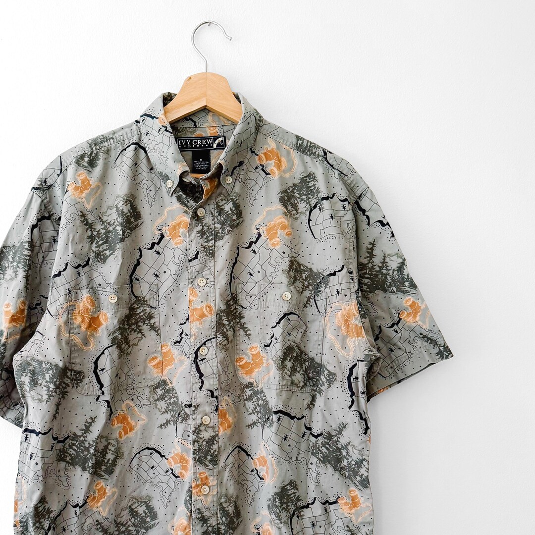 Vintage Ivy Crew Explorer USA Map Button Down Shirt - Etsy
