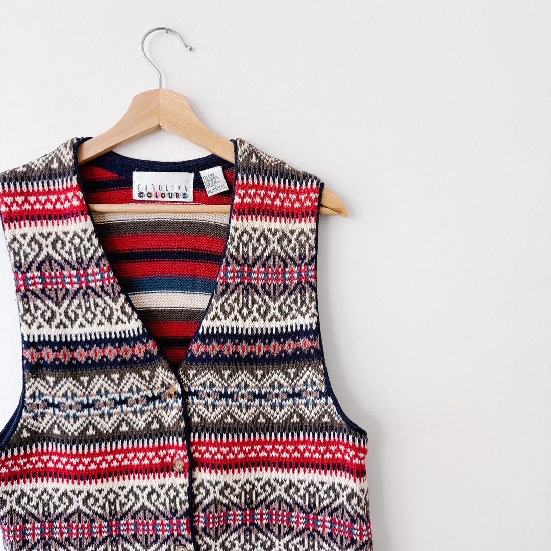 90s Vintage Knit Sweater Vest - Etsy