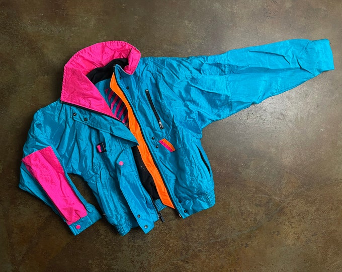 80s Vintage Color Block Sun Buster Puffy Ski Jacket - Etsy