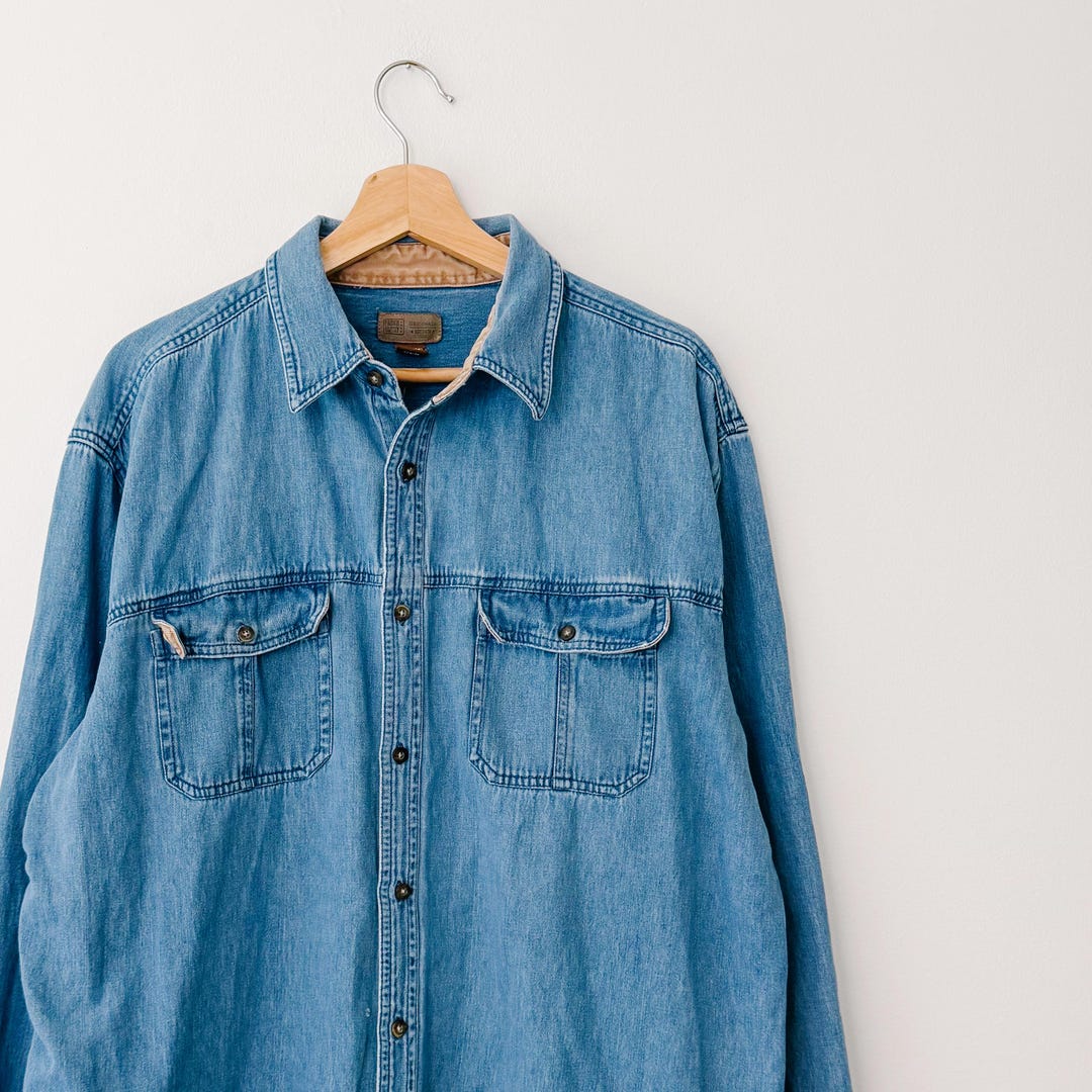 90s Vintage Faded Glory Denim Button Down Shirt - Etsy