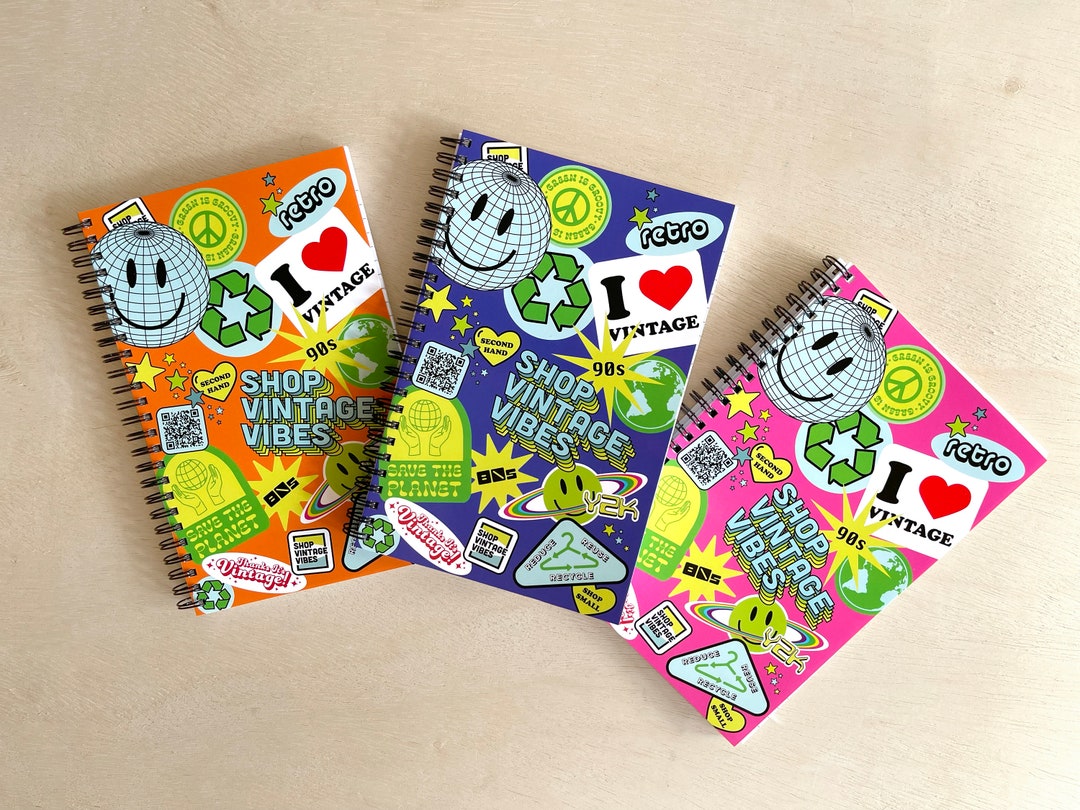 Custom Shop Vintage Vibes Notebooks Journal Retro Sticker Design - Etsy