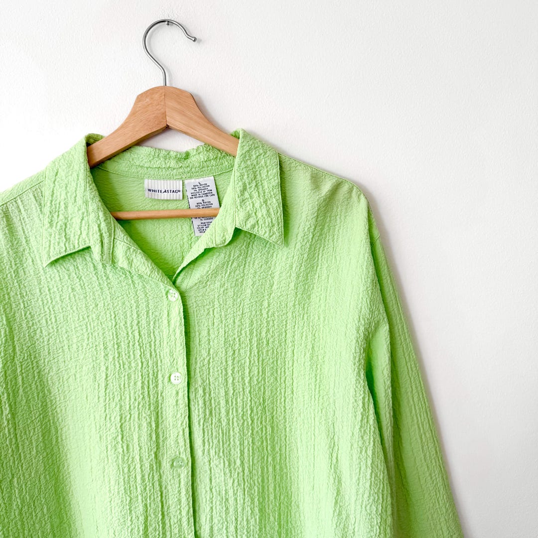 90s Vintage Green Scrunch Shirt - Etsy