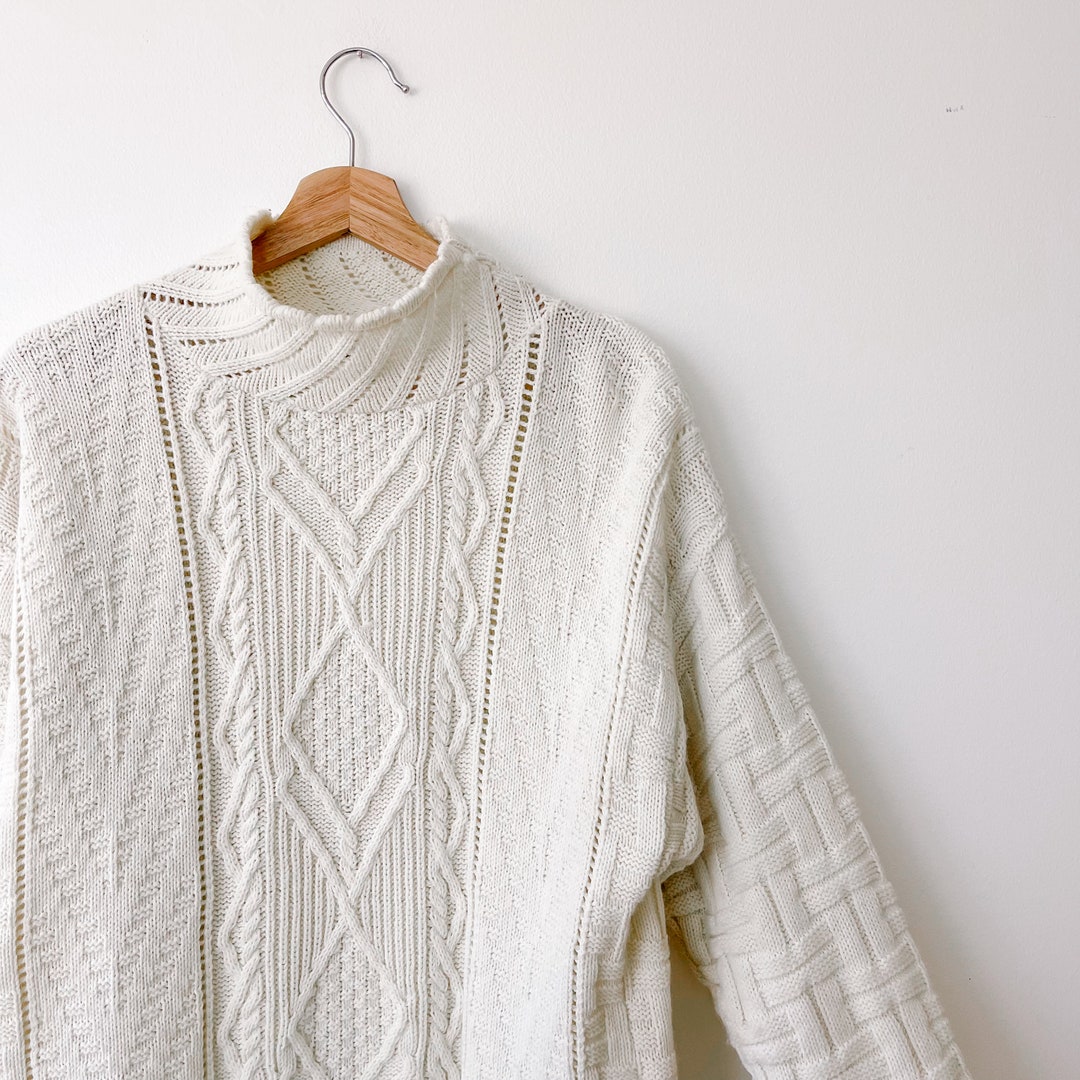 Vintage Cream Color Oversized Knit Sweater - Etsy