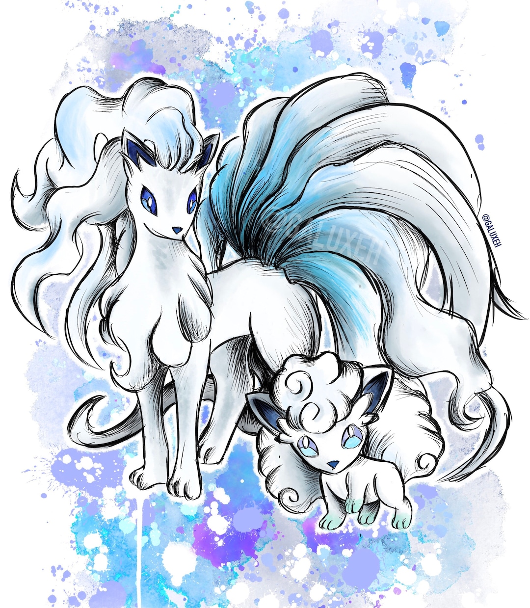 Alolan Vulpix Ninetales Pokemon Watercolour Print A5 A4 A3 - Etsy UK