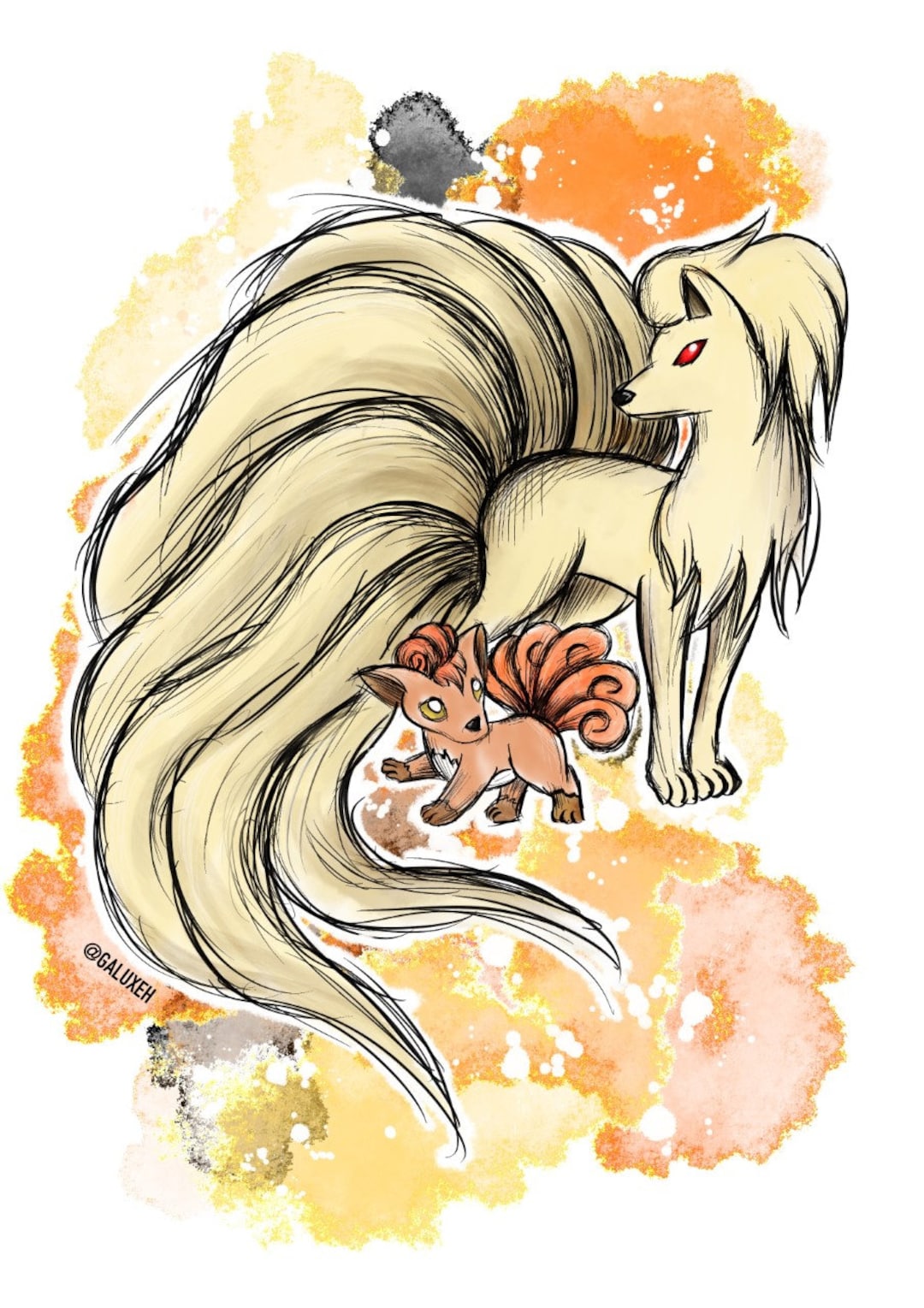 Ninetales/vulpix Watercolour A5 POKEMON Print - Etsy Canada