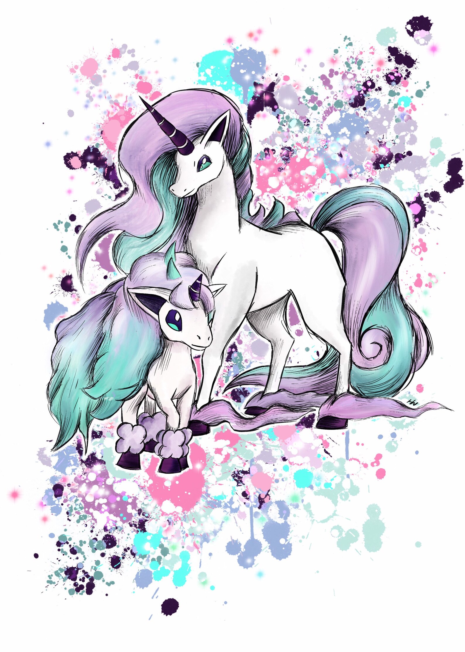 Galarian Ponyta & Rapidash Pokemon Pastel Cute Watercolour - Etsy