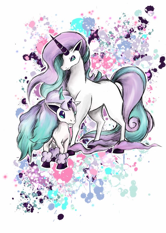 Galarian Ponyta & Rapidash Pokemon Pastel Cute Watercolour | Etsy