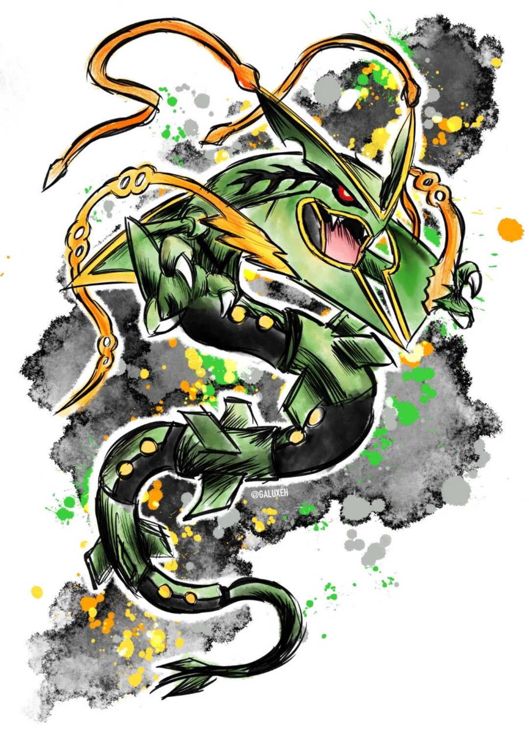 Mega Rayquaza A5 Watercolour Print POKEMON - Etsy