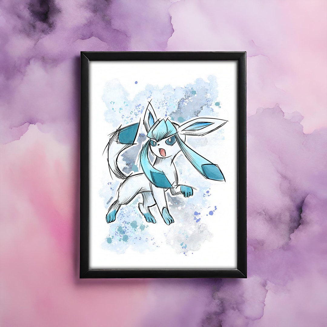 Glaceon Watercolour Pokemon Print A4 A5 - Etsy
