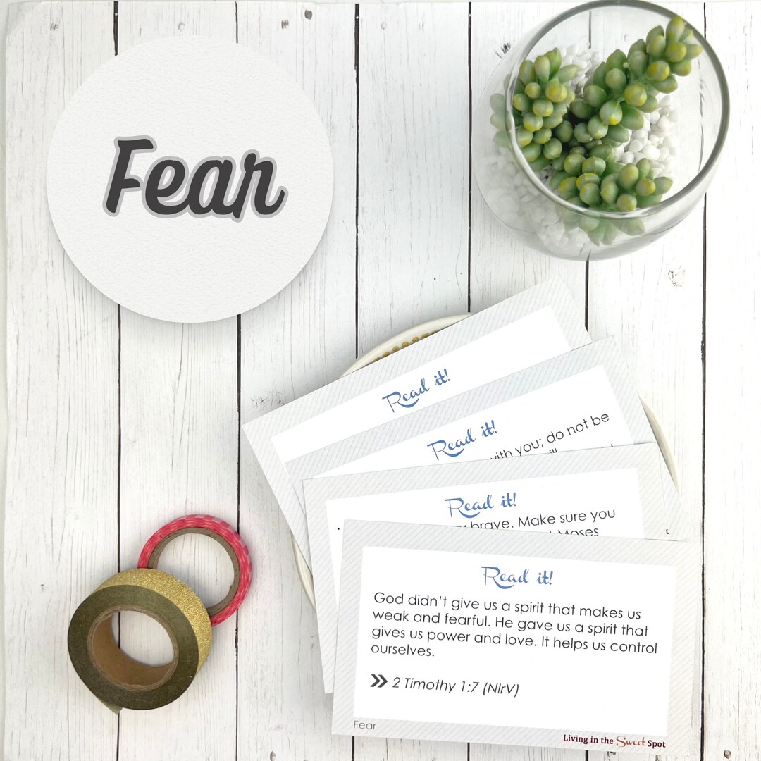 4 Scripture Cards - Prayer Cards on Fear - Etsy