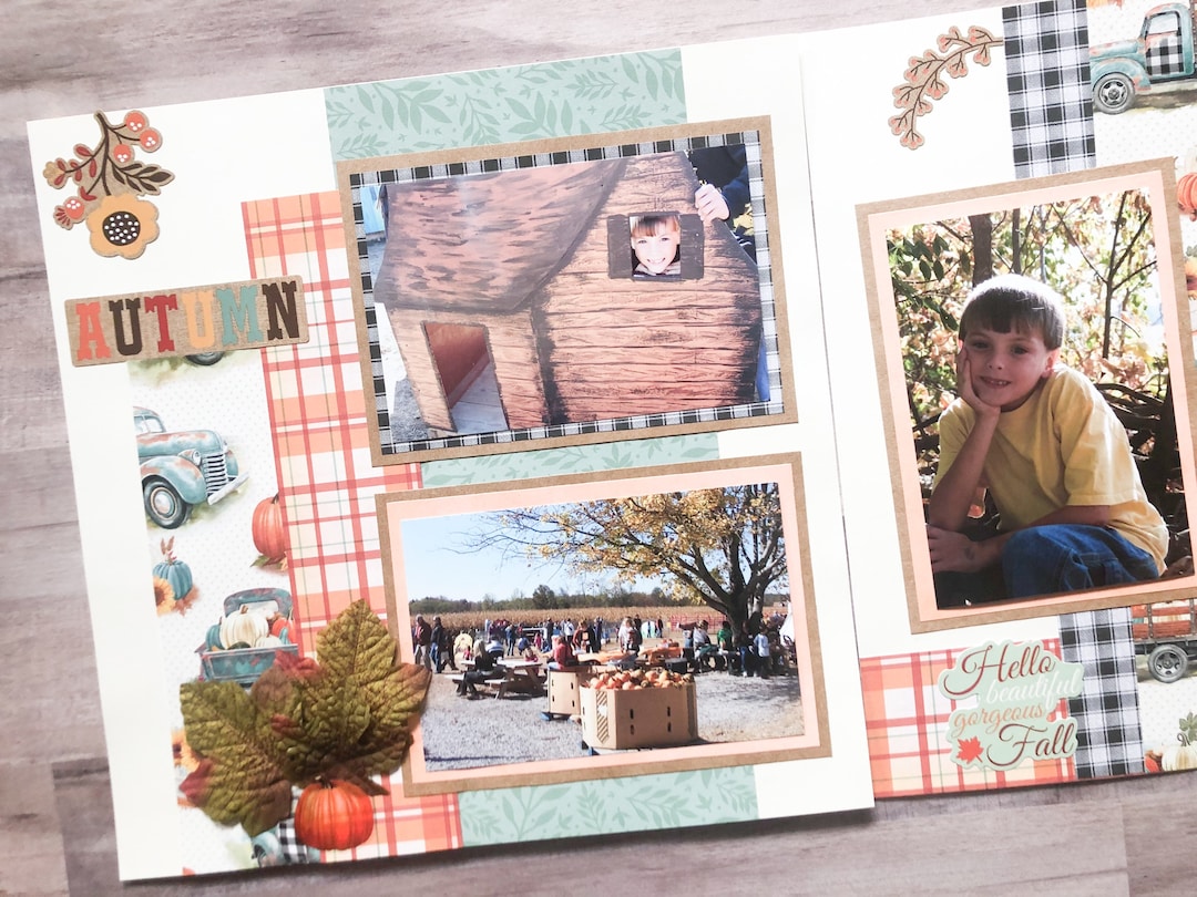 Autumn Scrapbook Pages - Autumn Layouts - Premade Pumpkin Pages - Fall ...