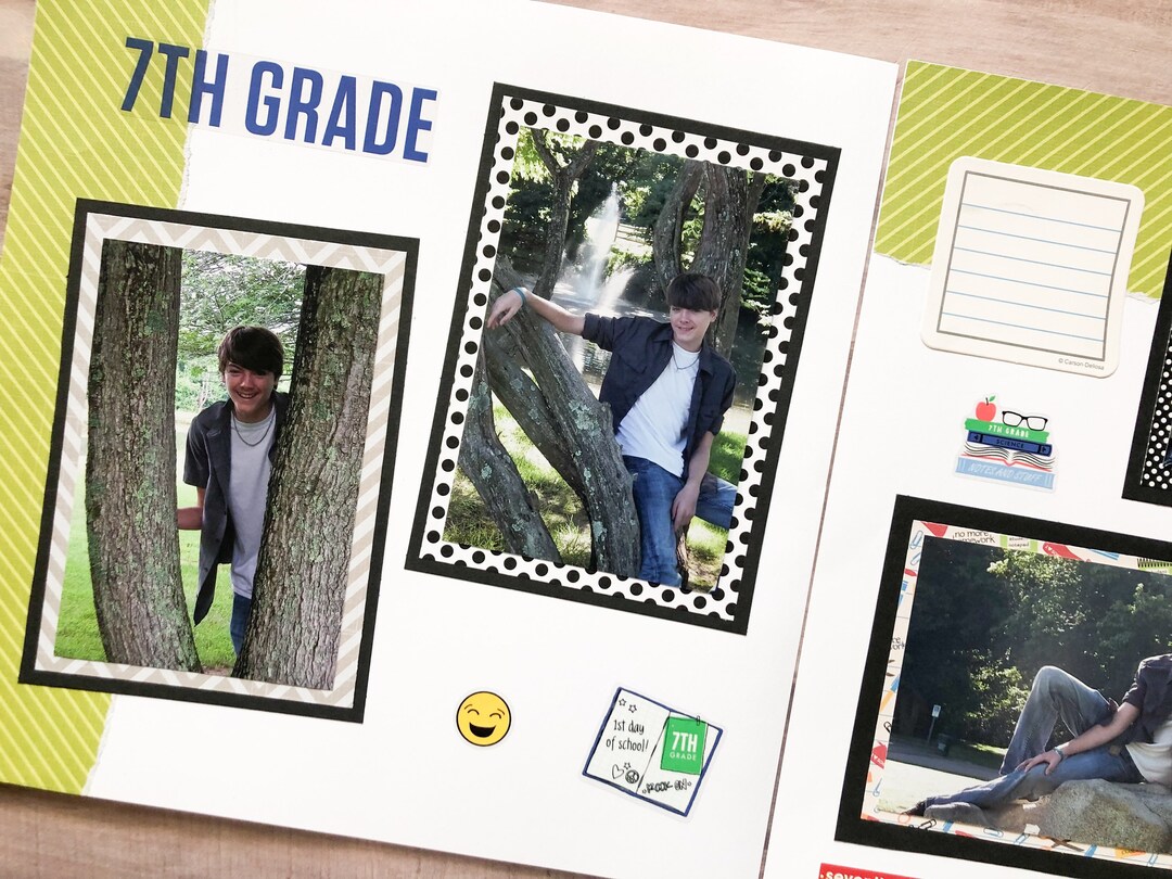 Seventh Grade Scrapbook Pages - Back to School Layout - Premade Seventh ...