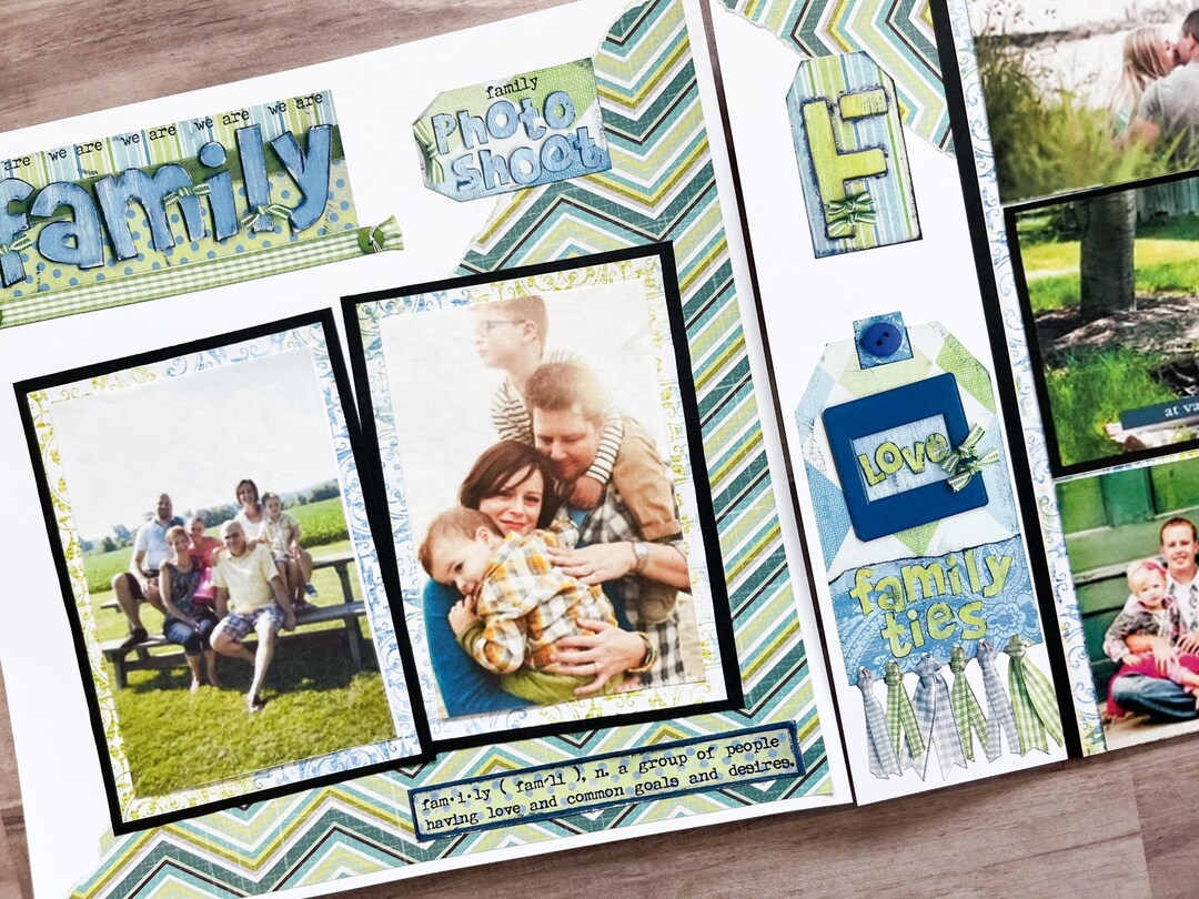 Family Scrapbook Layouts - 12 by 12 Heritage Scrapbook Pages - Premade ...