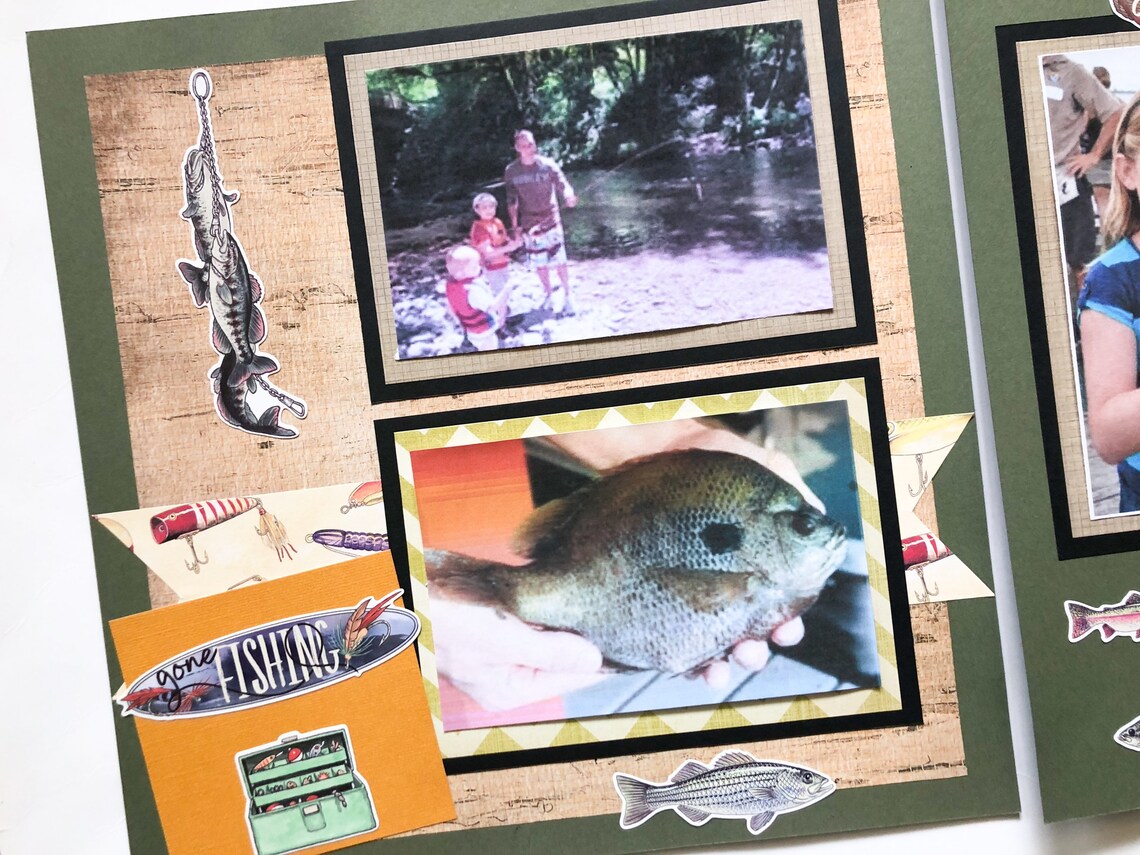 Premade Fishing Scrapbook Pages Fishing Scrapbook Layouts - Etsy
