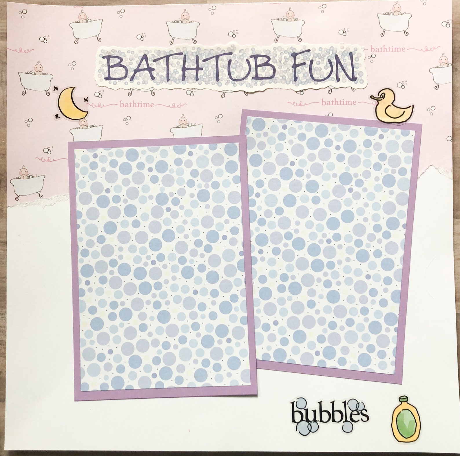 Premade Baby Girl Bath Scrapbook Layout - Baby Girl Scrapbook Layouts ...