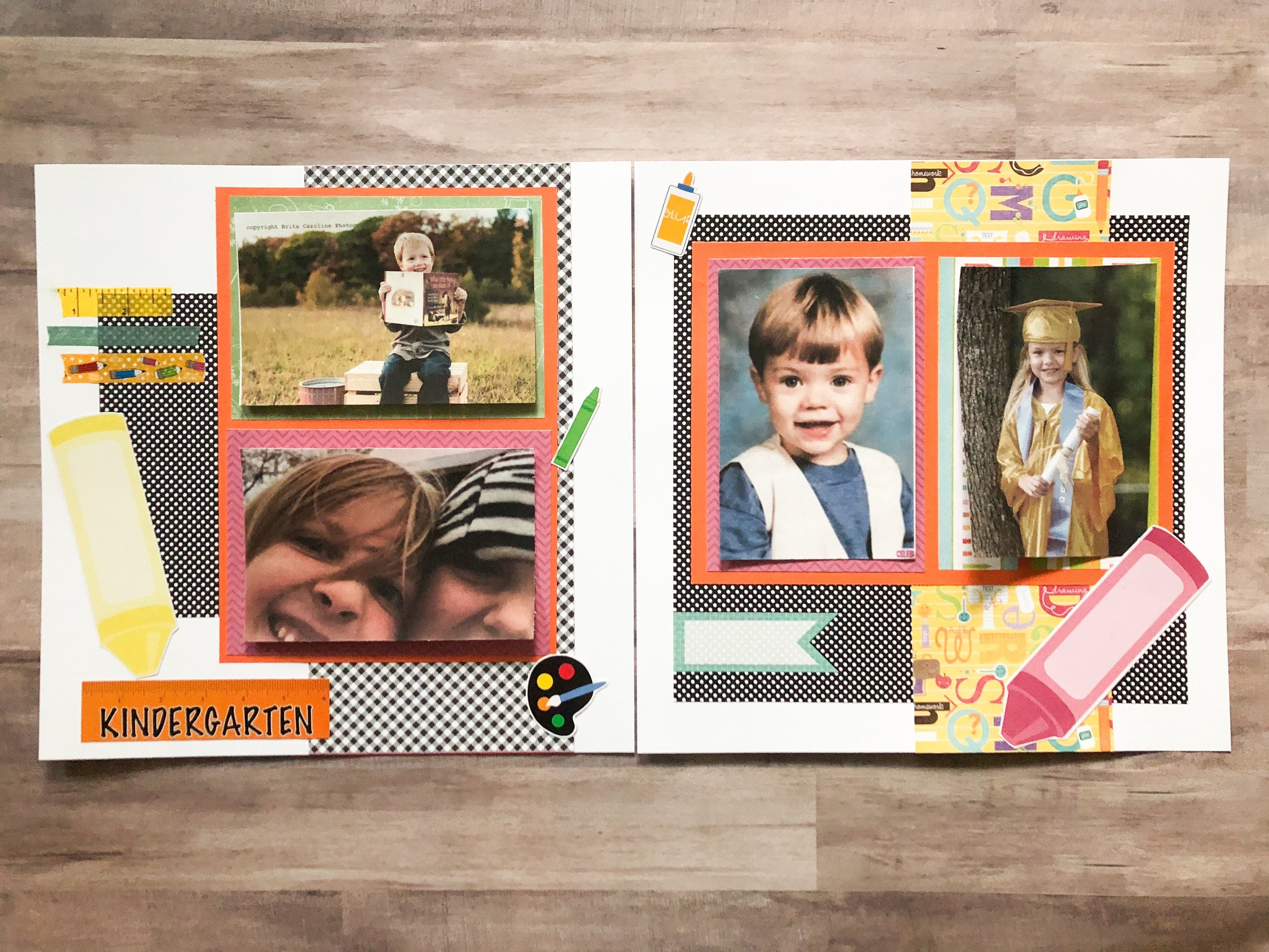 Kindergarten Scrapbook Pages Back to School Layout Premade Kindergarten ...