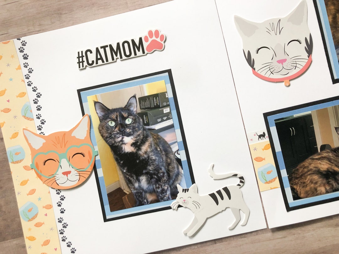 Cat Scrapbook Pages - Premade Cat Scrapbook Pages - Kitten Scrapbook ...