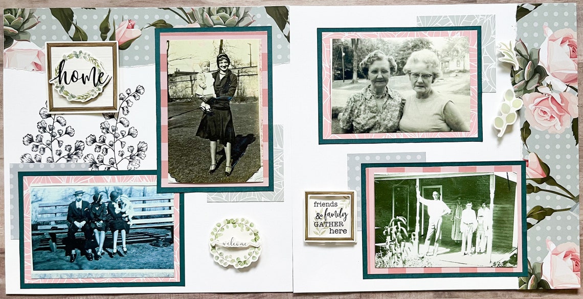 12 by 12 Family Scrapbook Layouts - Premade Family Scrapbook Pages ...