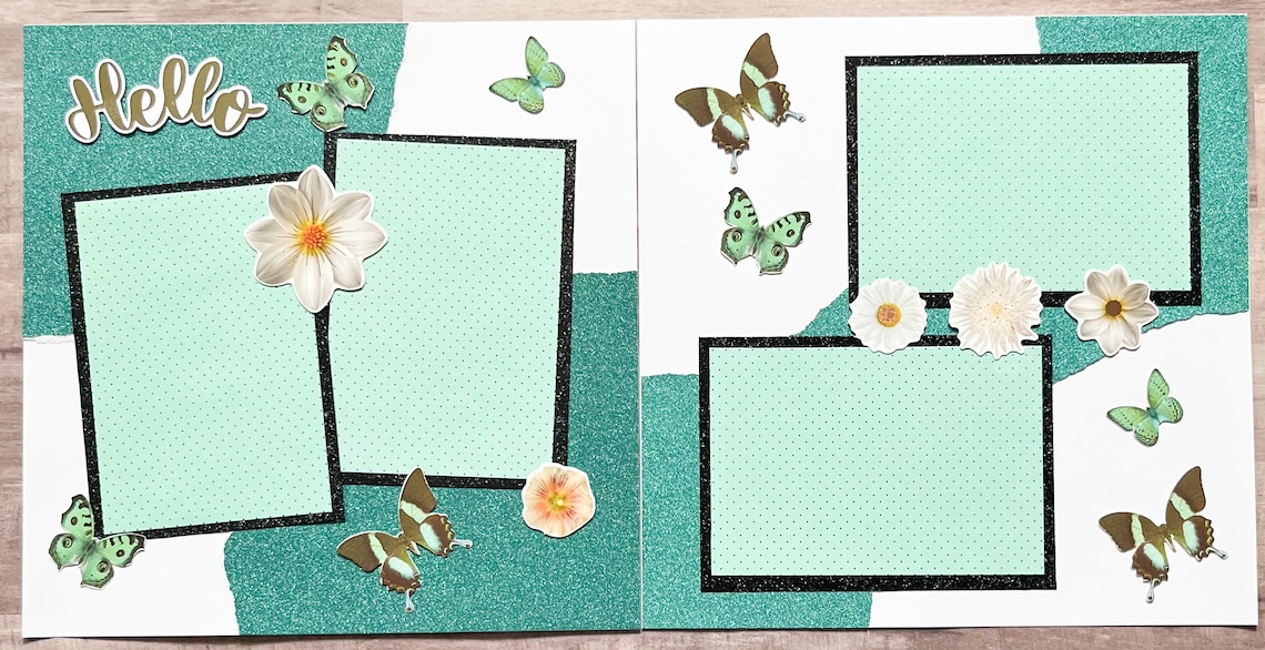 Butterfly Scrapbook Layouts - 12 by 12 Family Scrapbook Pages - Premade ...