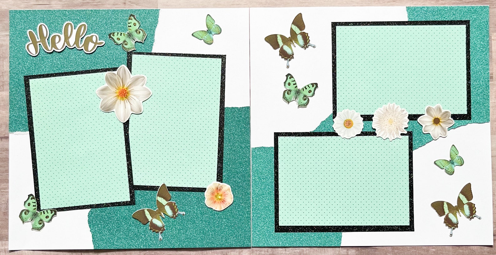 Butterfly Scrapbook Layouts - 12 by 12 Family Scrapbook Pages - Premade ...