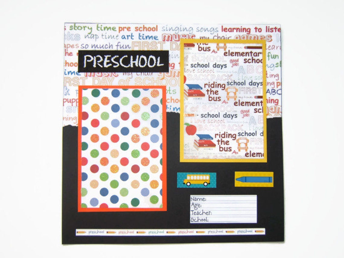 Back to School Pages Preschool Scrapbook Pages Premade Preschool ...
