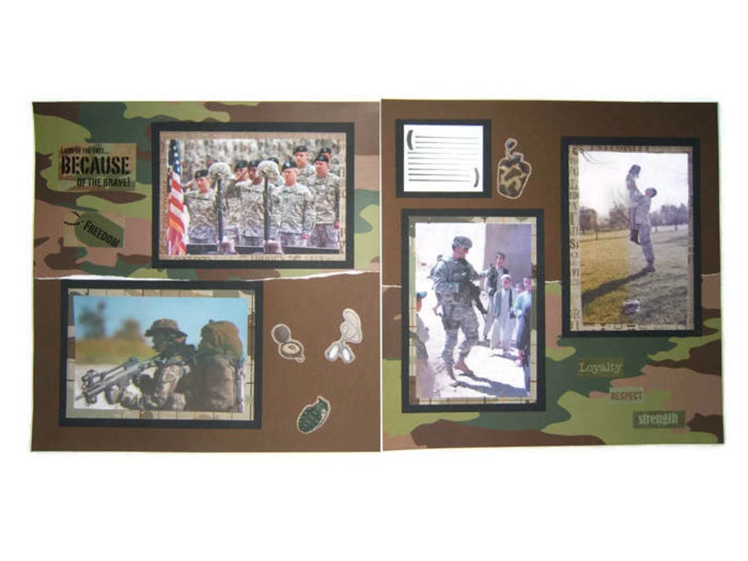 Army Scrapbook Pages - Premade Army Layout - Military Pages - Etsy