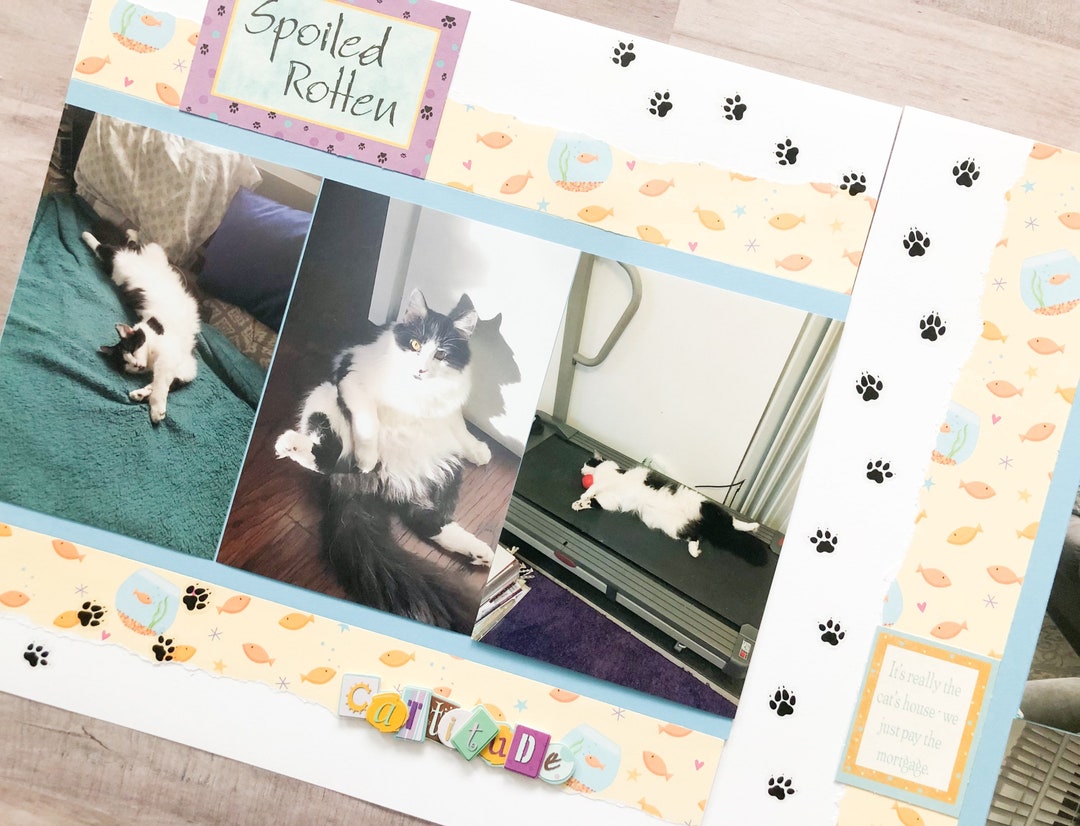 Cat Scrapbook Pages - Premade Cat Scrapbook Pages - Kitten Scrapbook ...