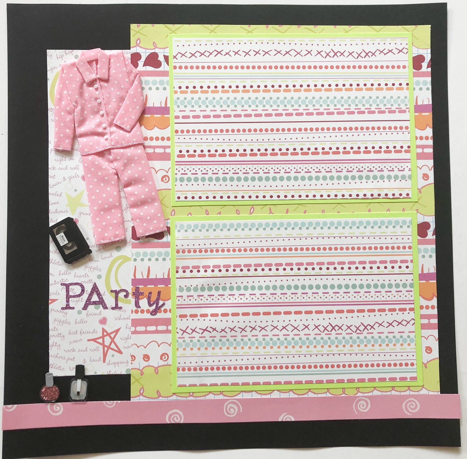 Pajama Party Scrapbook Layout Girl Scrapbook Pages Pajama - Etsy