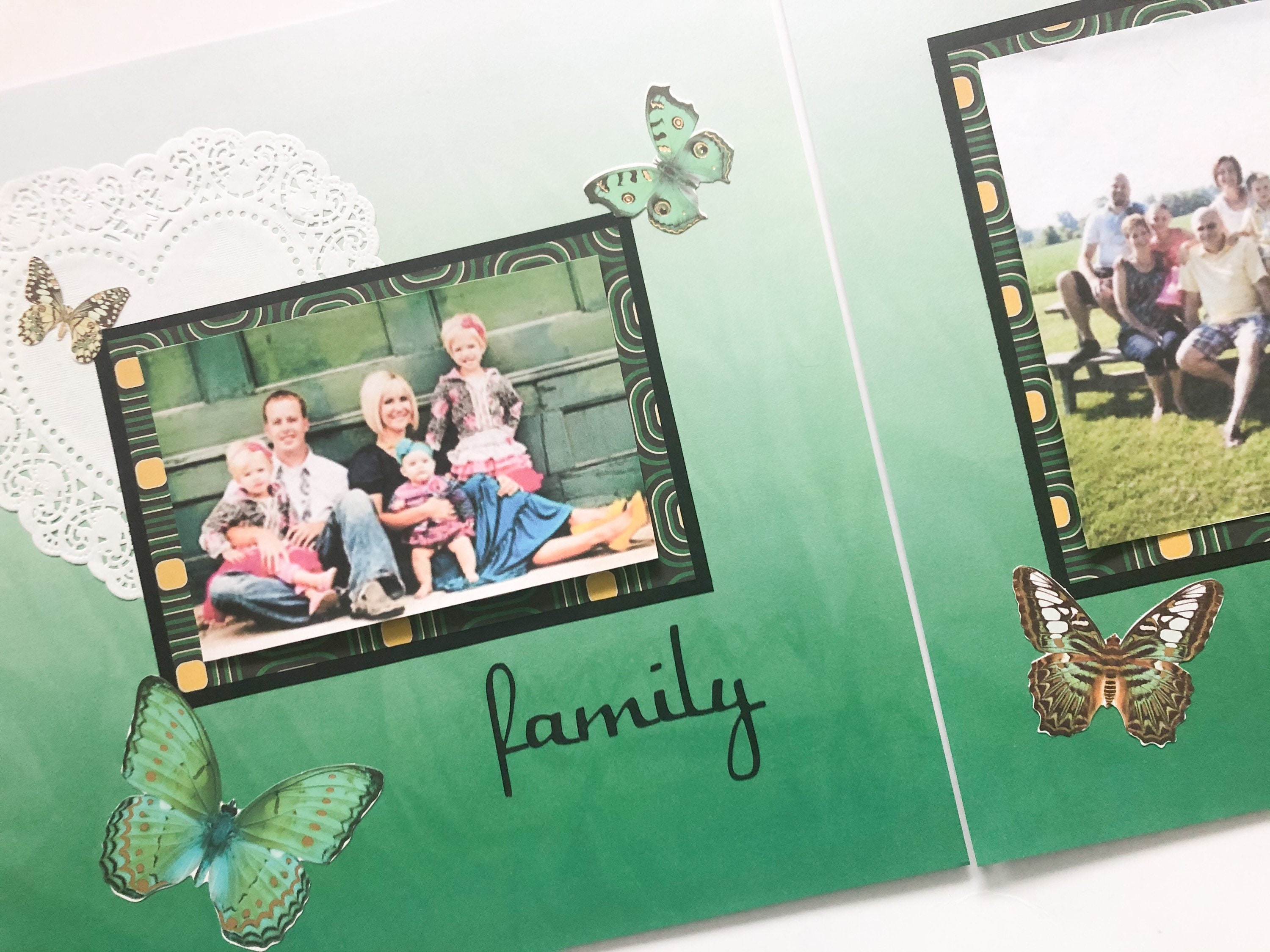 Premade Green Family Scrapbook Pages Green Scrapbook Layouts | Etsy