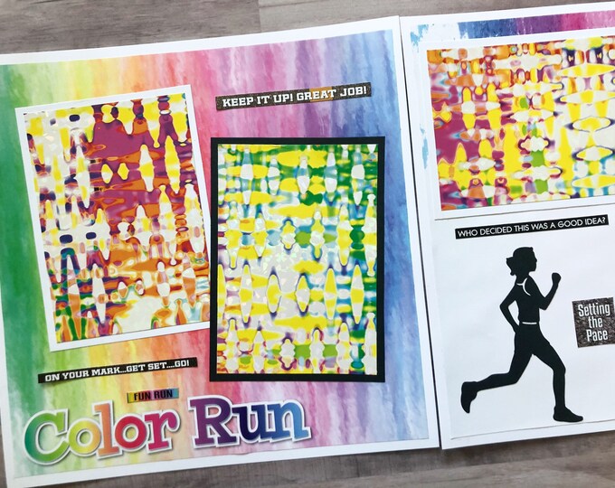 Color Run Scrapbook Layouts - 12 by 12 Marathon Scrapbook Pages ...