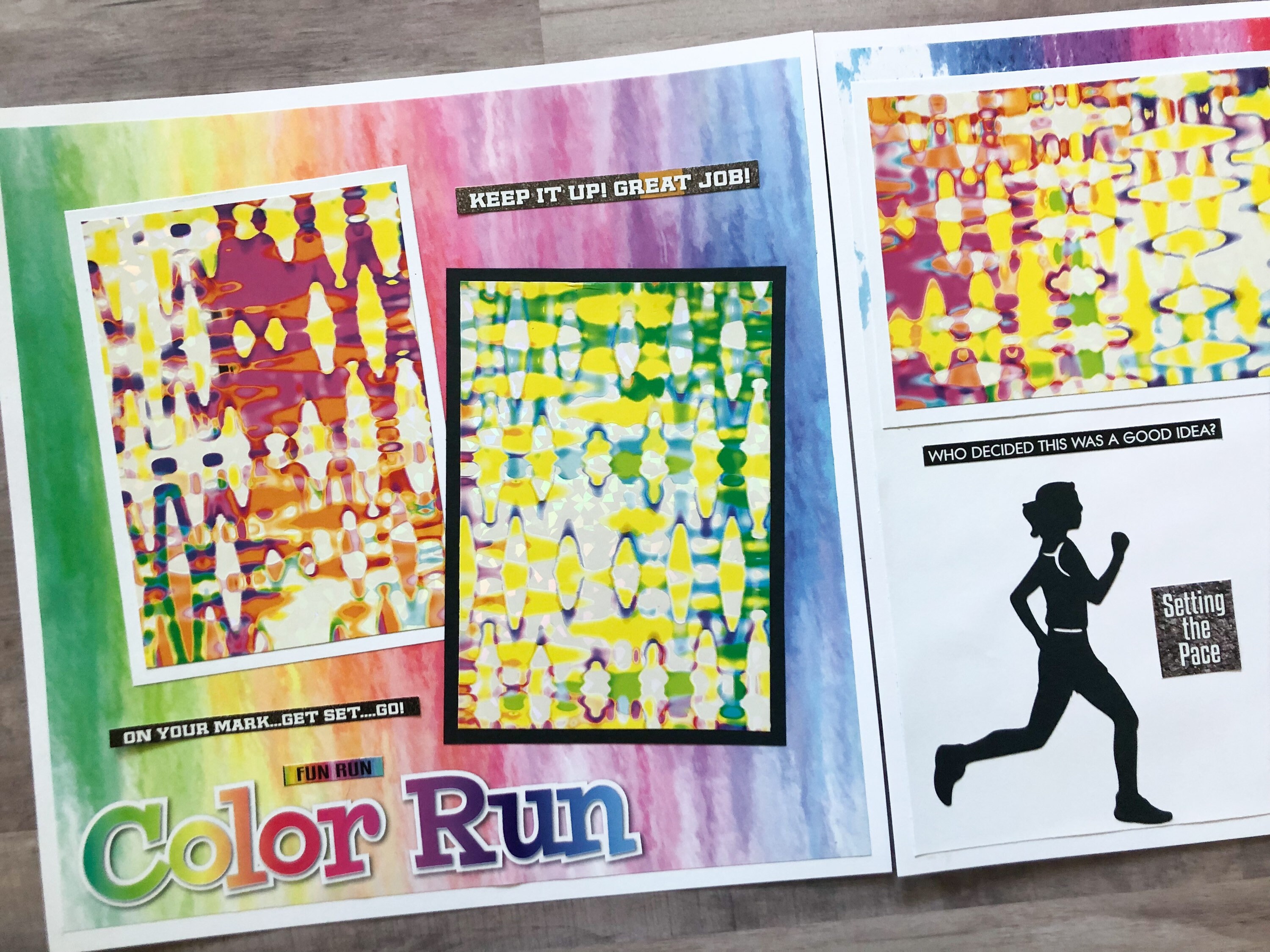Color Run Scrapbook Layouts 12 by 12 Marathon Scrapbook Pages Premade ...