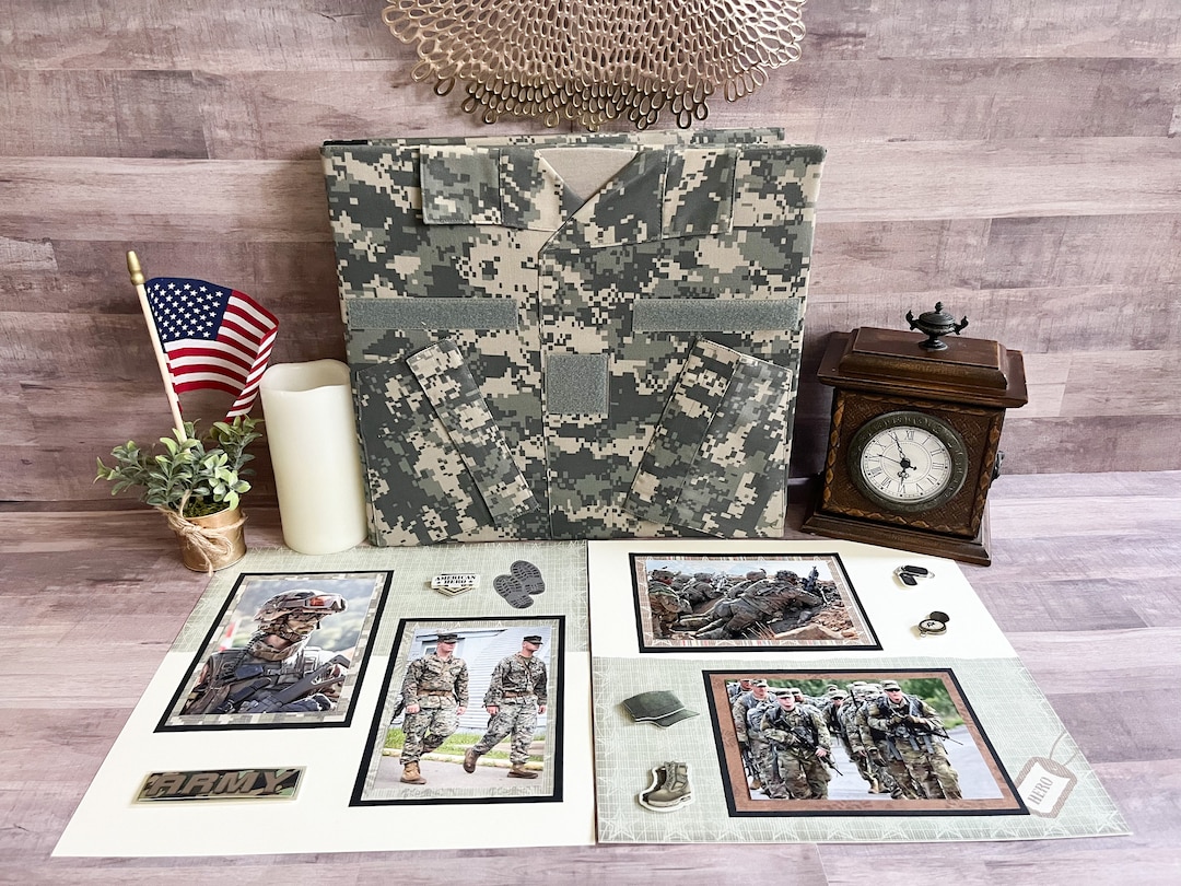 Army Scrapbook Album Premade 12 by 12 Army Uniform Scrapbook Military ...
