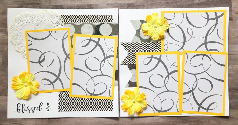Yellow Wedding Scrapbook Pages - Premade Yellow Wedding Scrapbook ...