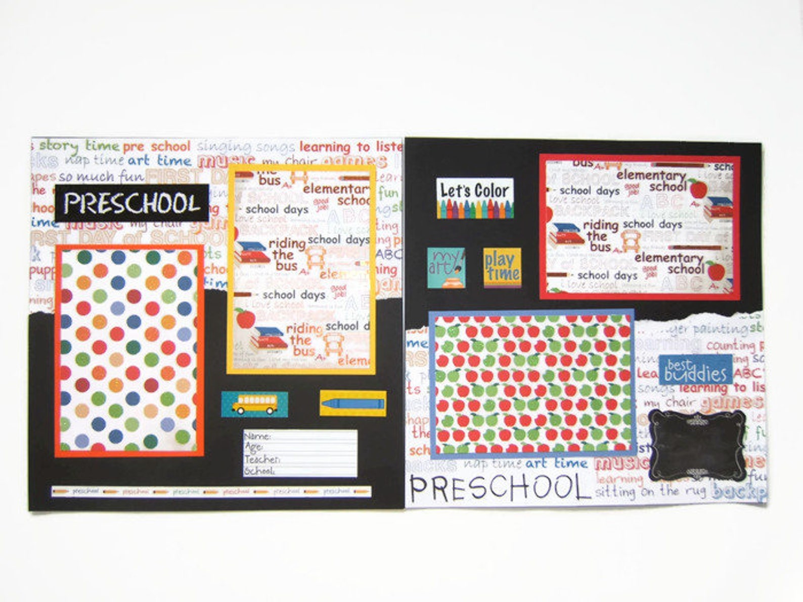 Back to School Pages Preschool Scrapbook Pages Premade Preschool ...