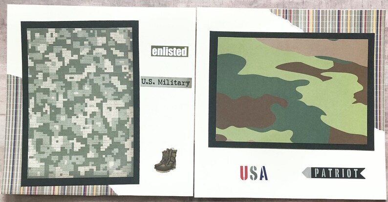 Army Scrapbook Album - Premade 8 by 8 Army Scrapbook - Military Album ...