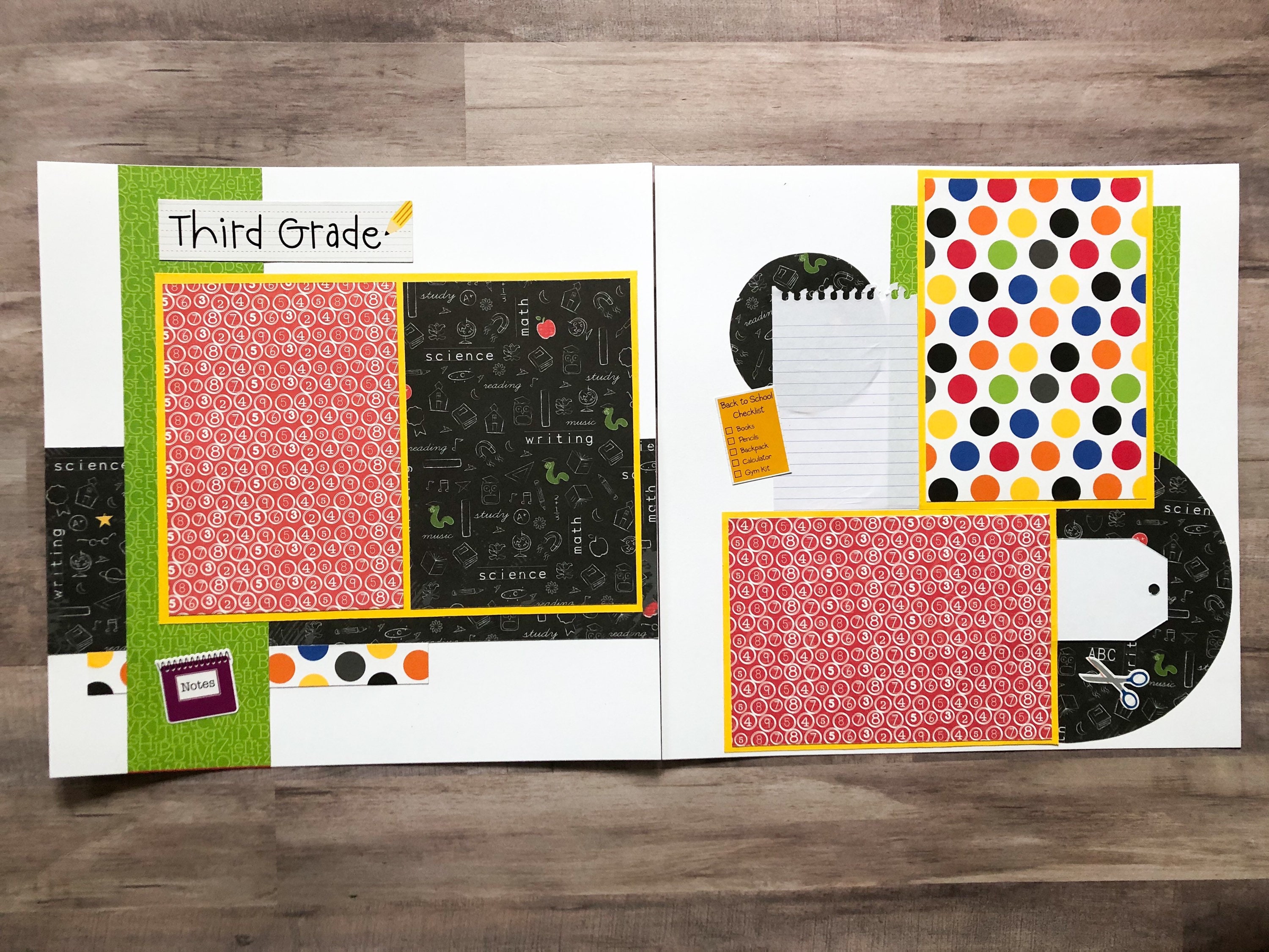 Third Grade Scrapbook Pages Back to School Layout Premade Third Grade ...