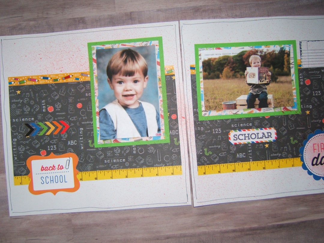 Back to School Scrapbook Pages - School Pages - Premade School Layouts ...