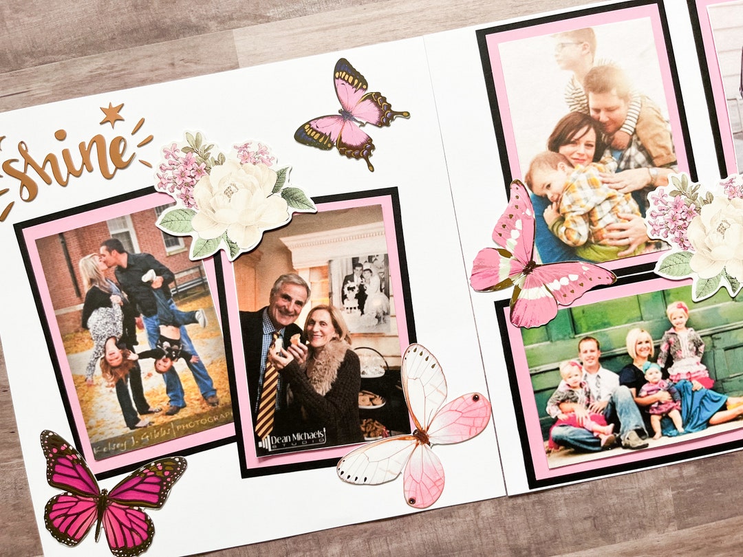 Butterfly Scrapbook Layouts - 12 by 12 Family Scrapbook Pages - Premade ...