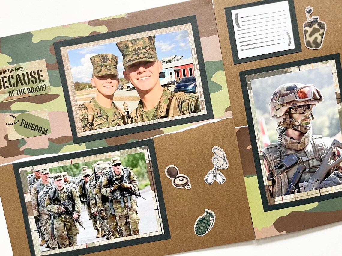 Army Scrapbook Pages - Premade Army Layout - Military Pages - Etsy