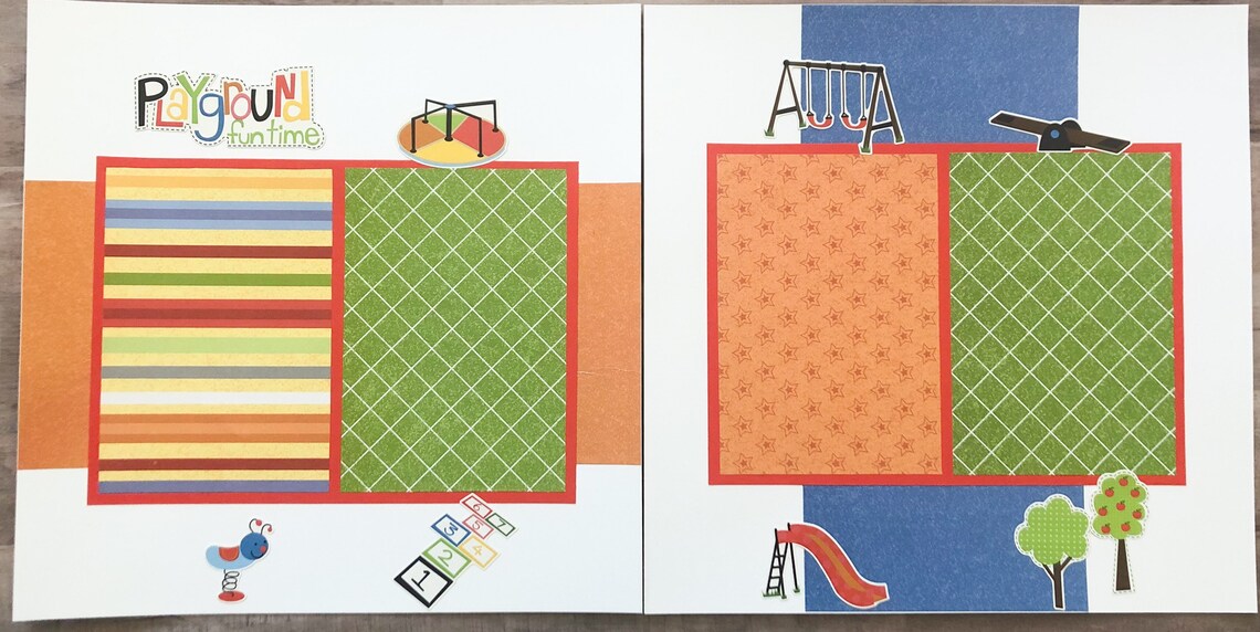 Playground Scrapbook Layout Park Pages 12 by 12 Playground | Etsy