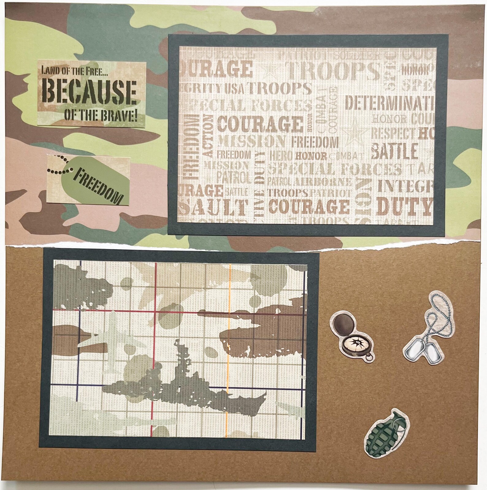 Army Scrapbook Pages - Premade Army Layout - Military Pages - Etsy